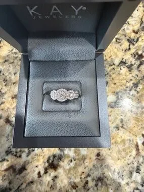 Jewelry | 14k White Gold And Diamond Engagement Ring Size 8 | Poshmark